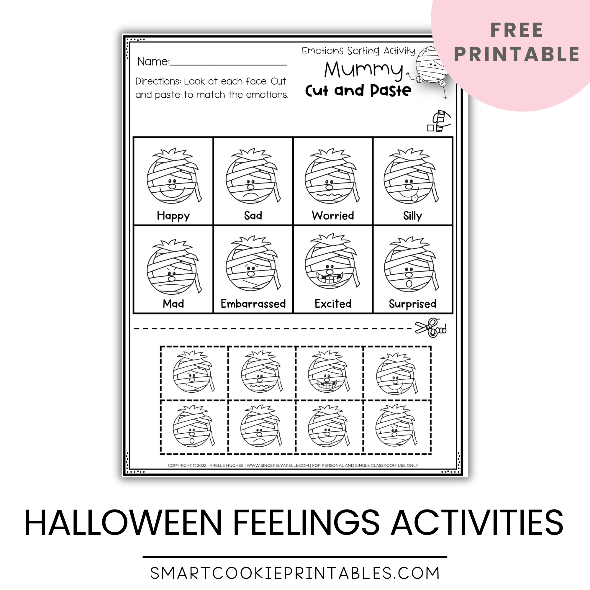 Free Halloween Cut and Paste Worksheets: Identifying Emotions - Smart ...