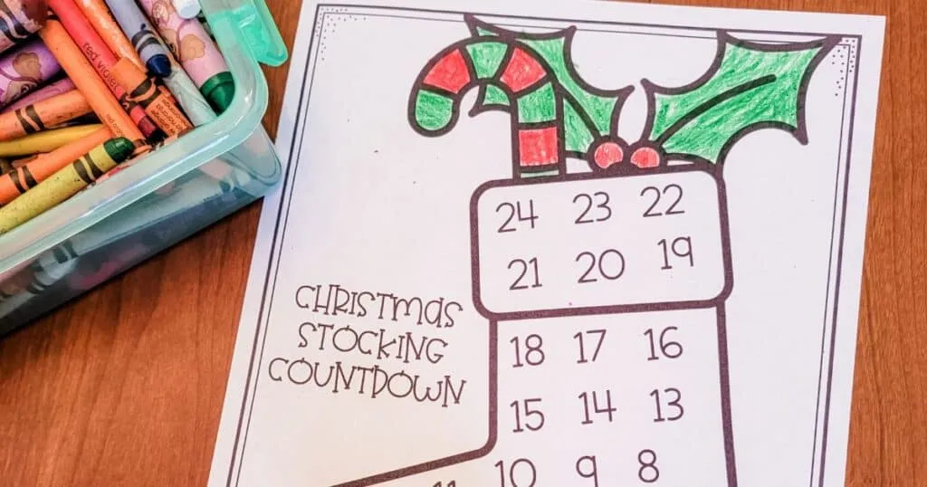 Free Stocking Christmas Countdown Craft Printable - Smart Cookie Printables