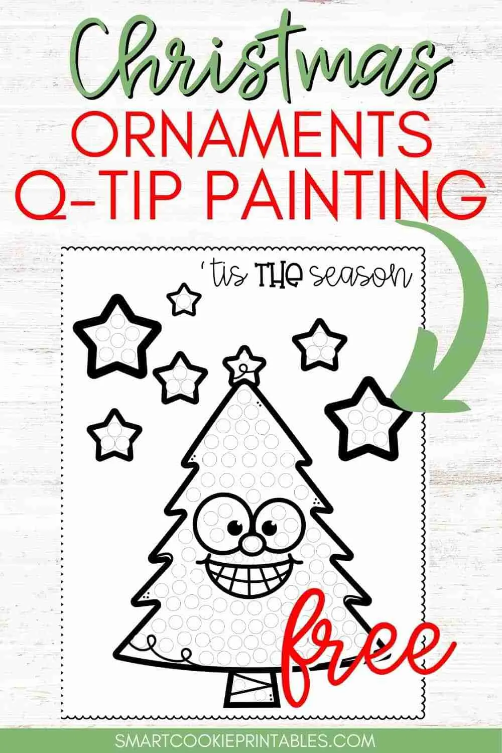 Free Christmas Tree Q-Tip Painting Art Activity - Smart Cookie Printables
