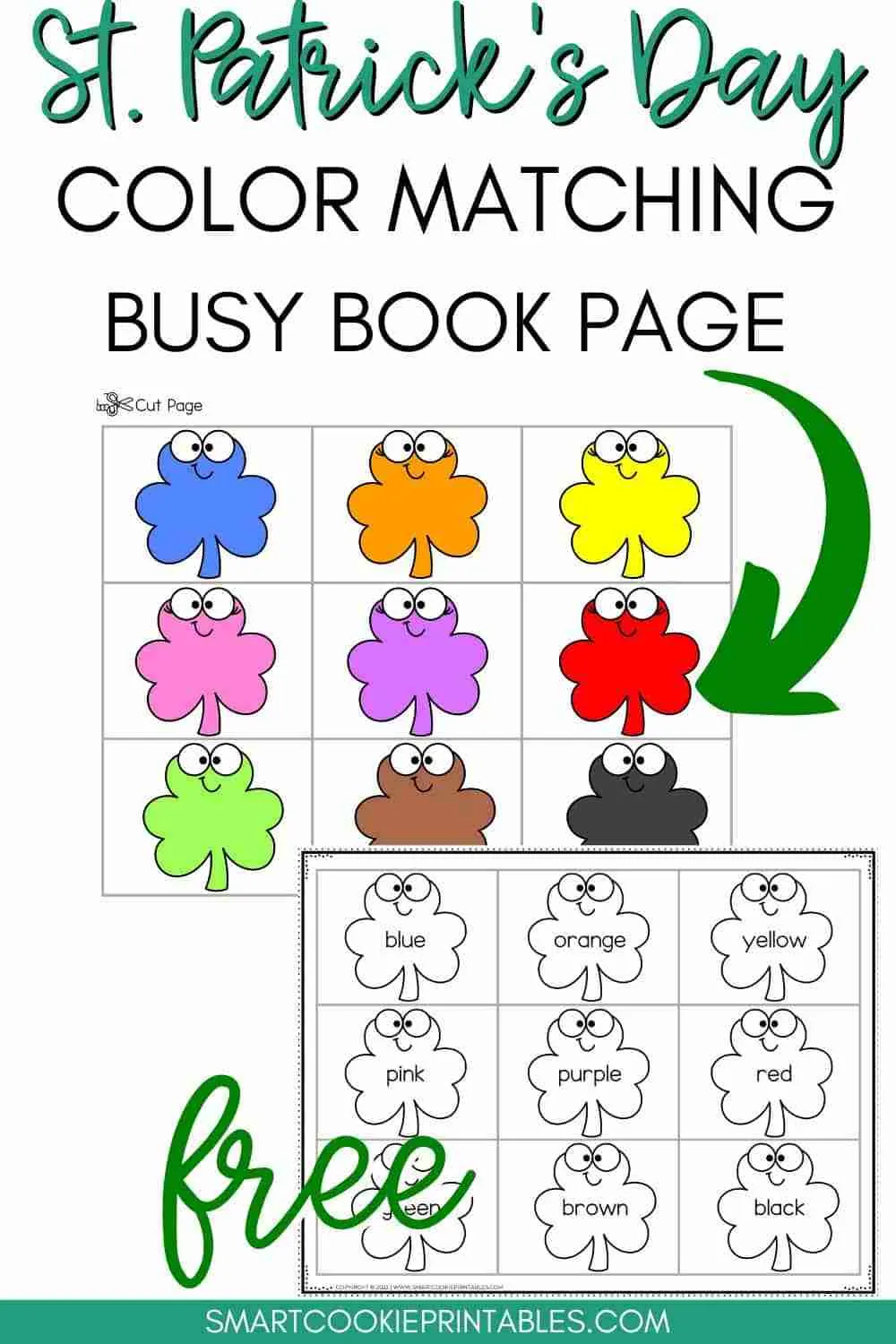 Free St. Patrick's Day Color Matching Busy Book Activity - Smart Cookie ...