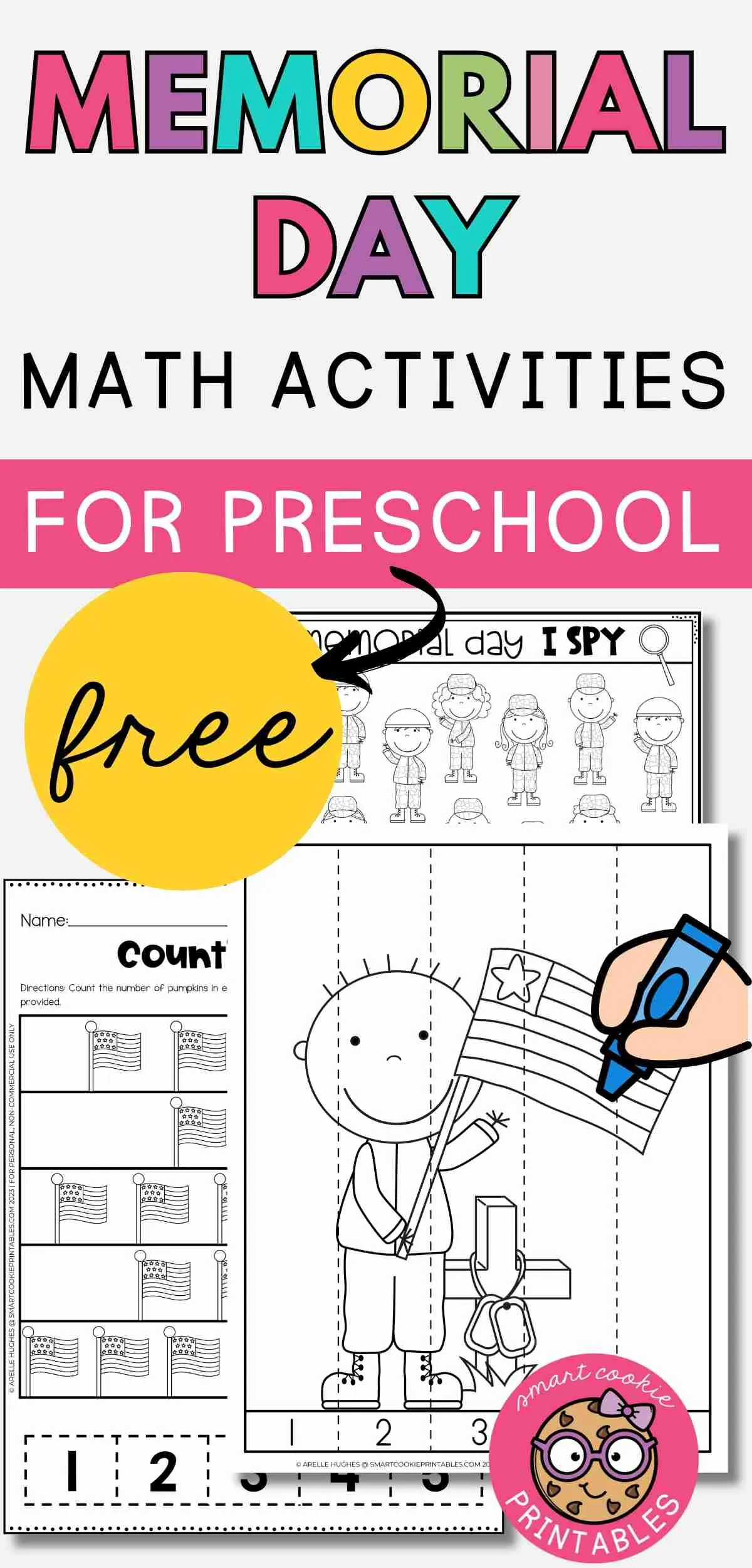 5 Free Memorial Day Preschool Worksheets - Smart Cookie Printables