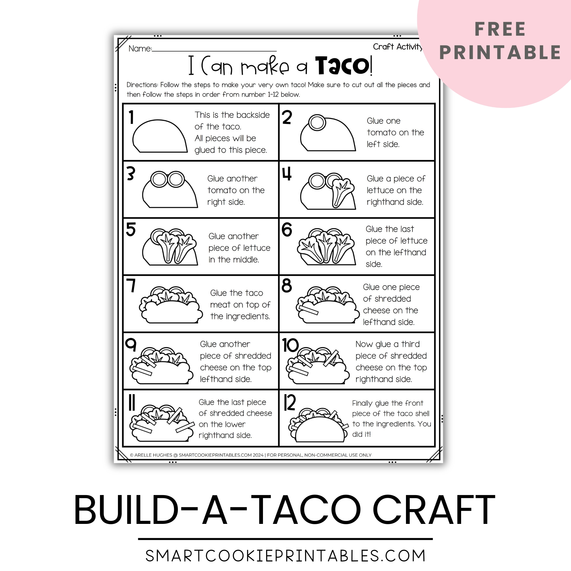Make a Taco! Free Taco Crafting Activity (Visual Instructions Included ...