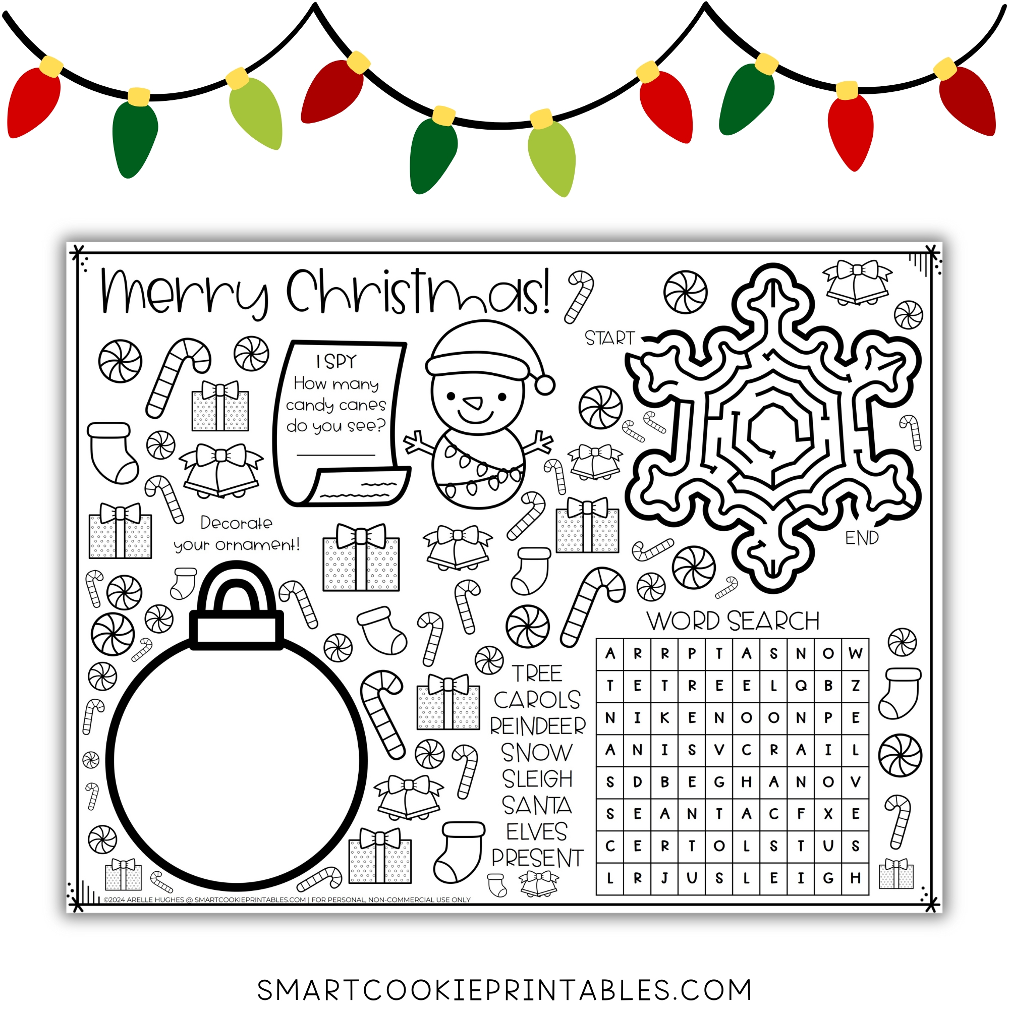 Free Christmas Activity Placemats for Kids - Smart Cookie Printables