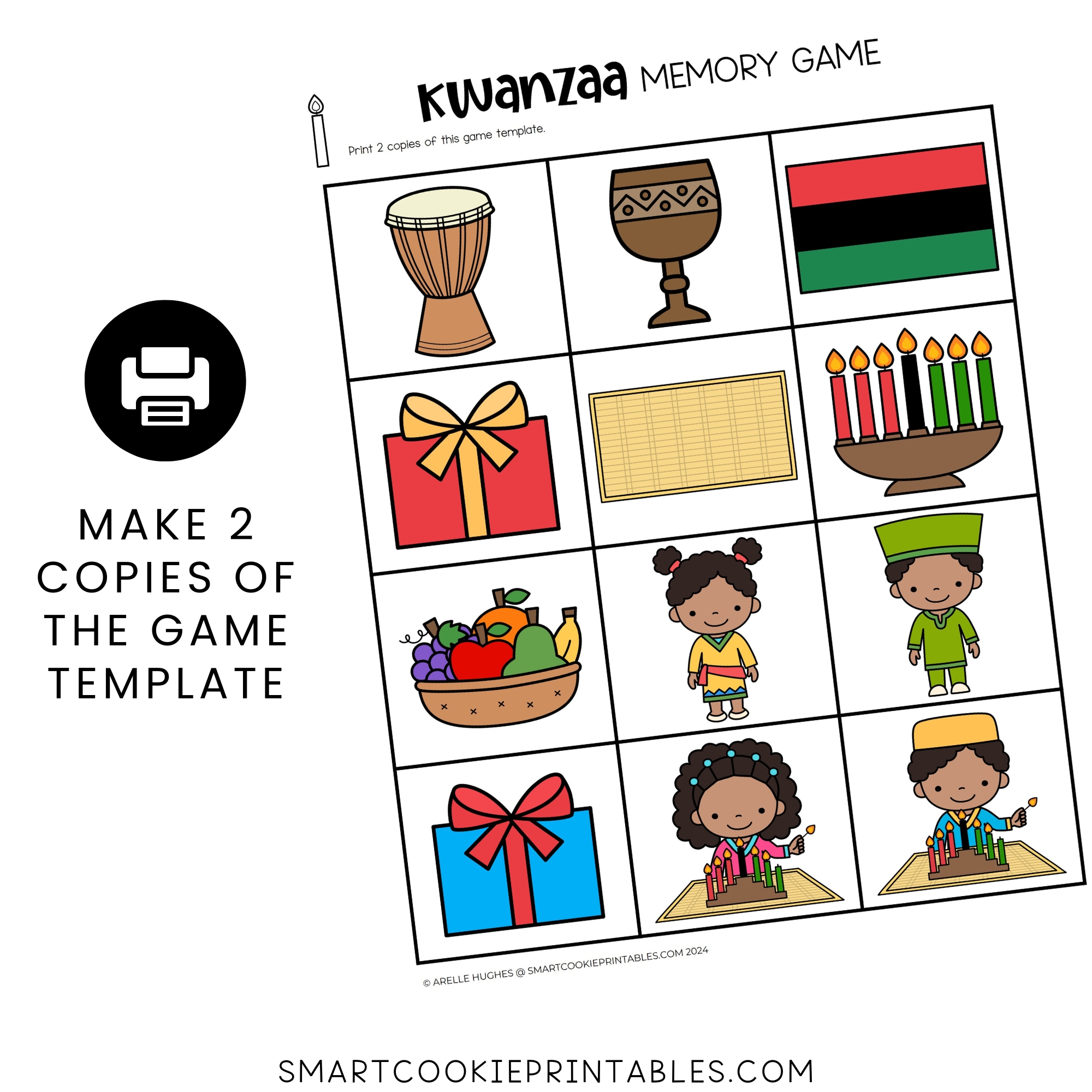 Free Kwanzaa Memory Matching Game for Kids - Smart Cookie Printables